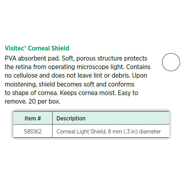CORNEAL LIGHT SHIELD 8 MM DIA 20/BOX – Sacor Inc.